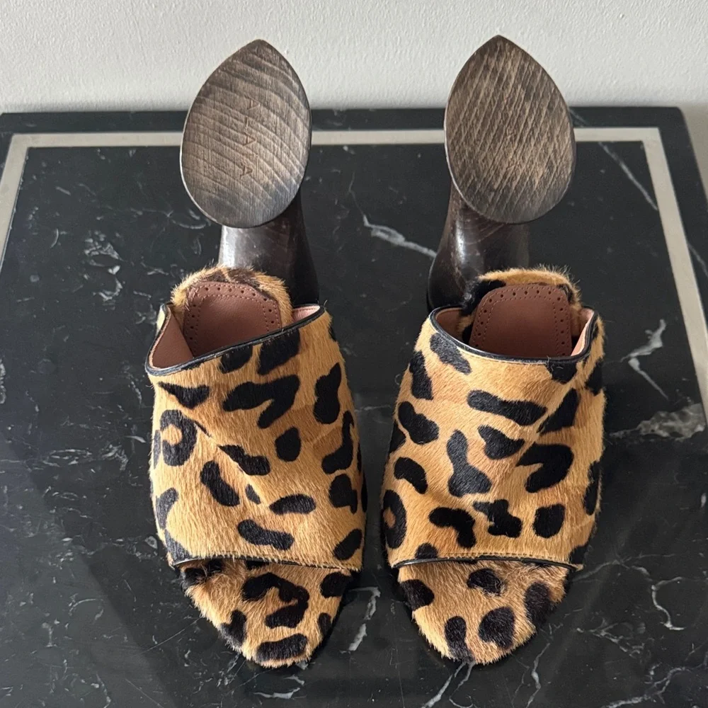 Alaia | Shoes | Alaia Rare Leopard Print Ponyhair Mules With Sculpted ...